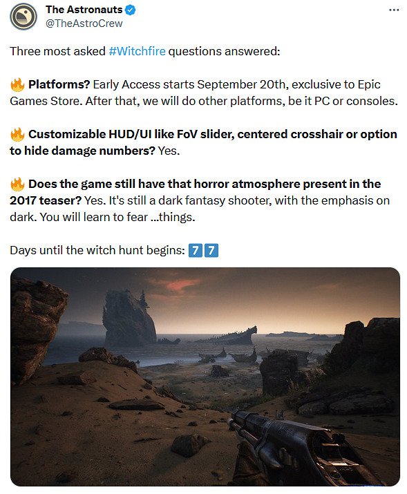 《女巫之火（Witchfire）》搶先體驗將於Epic平台獨占推出_18183新遊戲