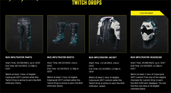 電馭叛客2077服裝免費領：看一會直播就送_18183新遊戲