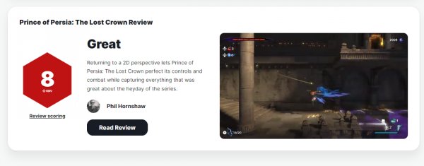 《波斯王子：失落的王冠》媒體評分解禁：IGN 8分/M站均分86分_18183新遊戲